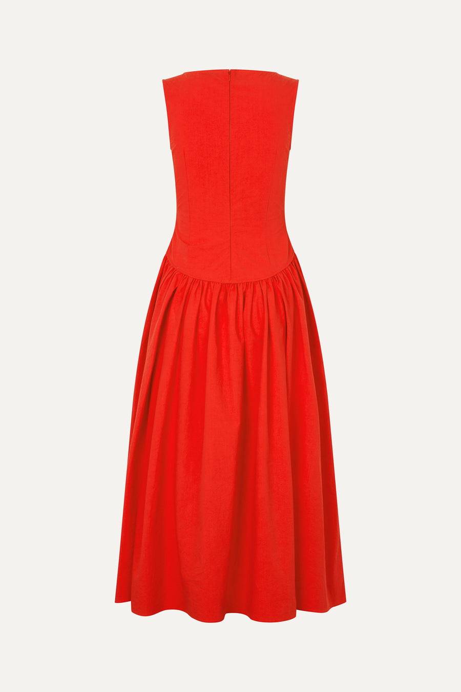 Embroidered Midi Dress - Fiery Red - Stine Goya