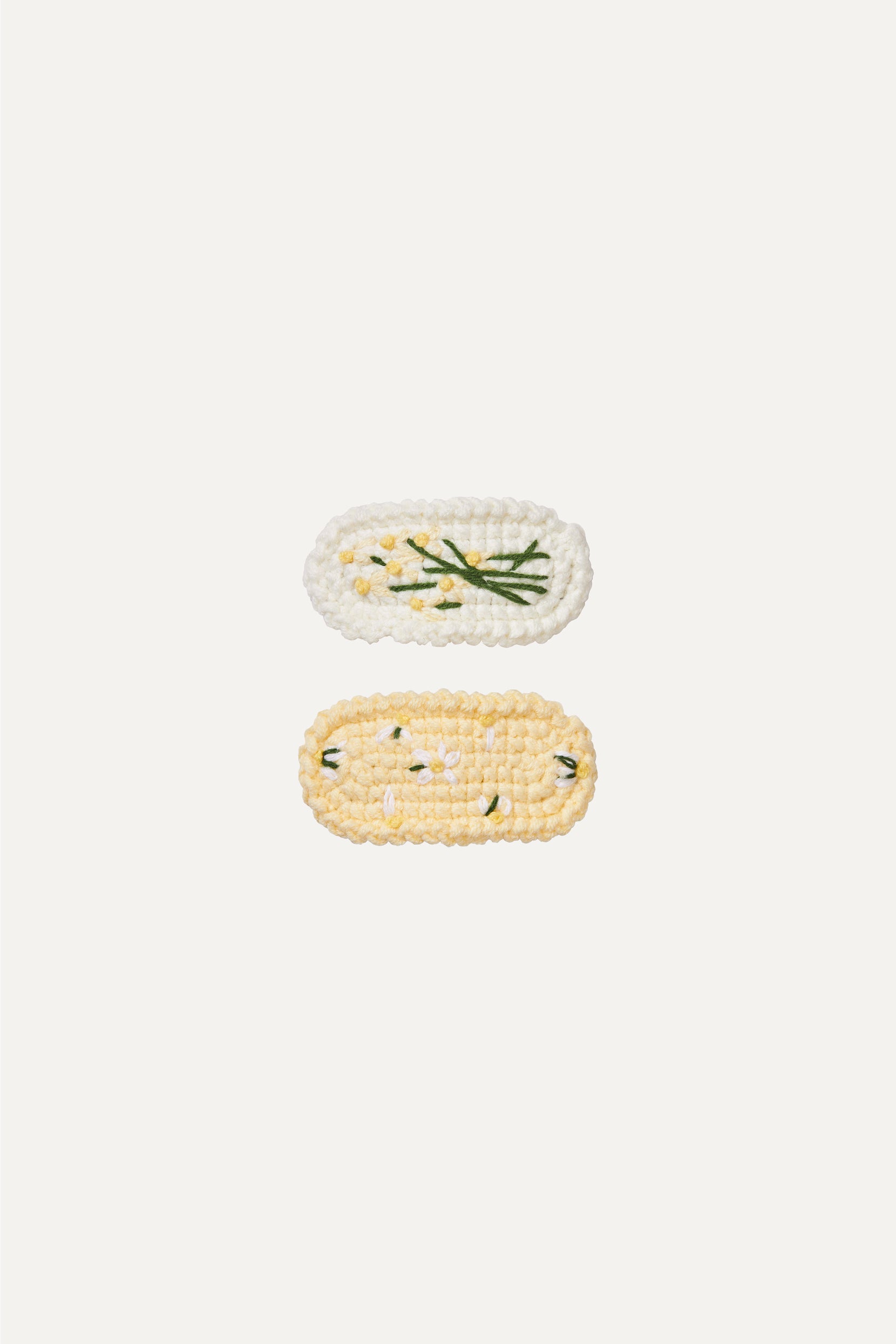 Hand Crocheted Hair Clip - Yellow Flowers - Stine Goya