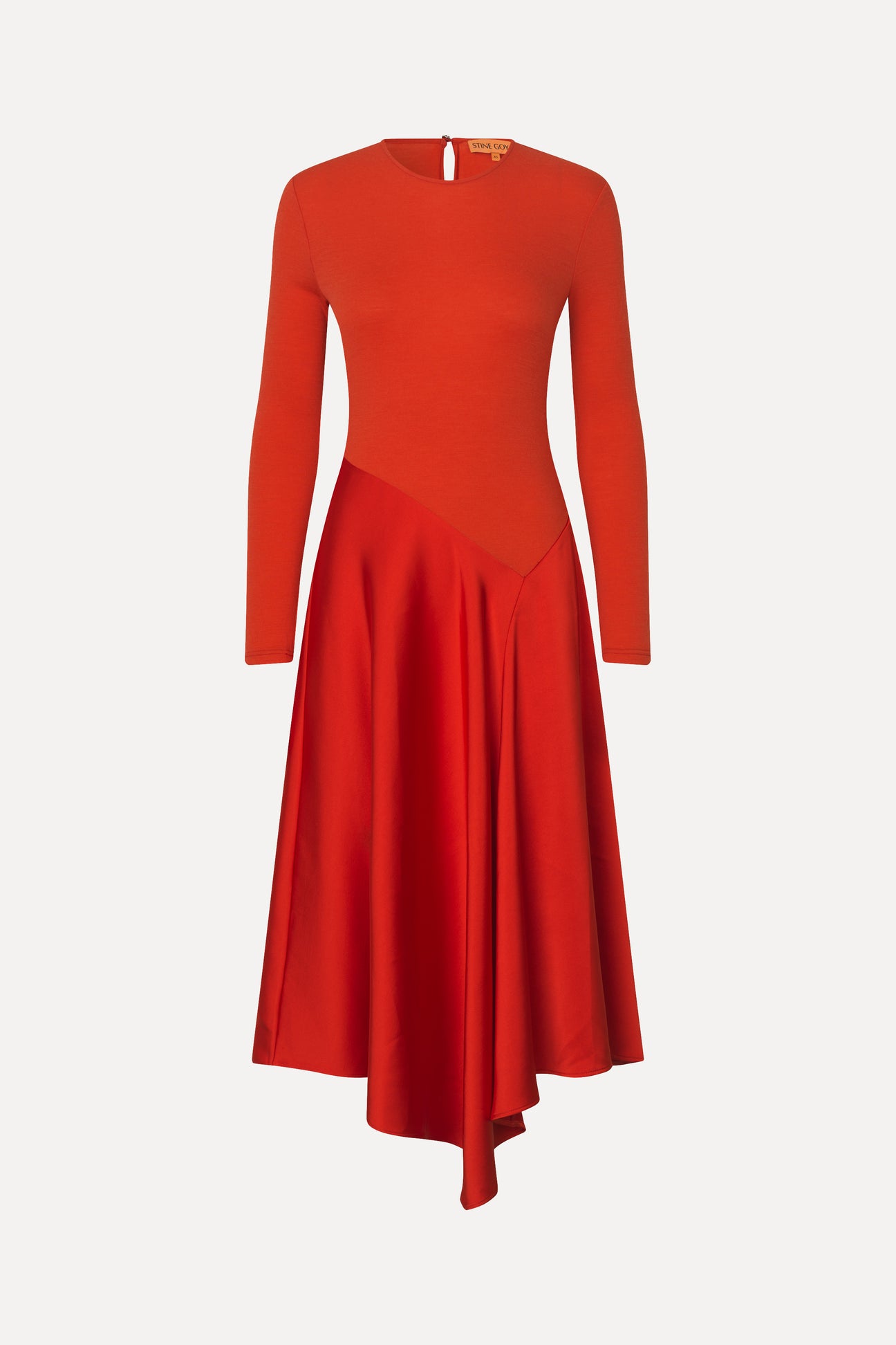 Long Sleeve Asymmetric Dress - Berry - Stine Goya